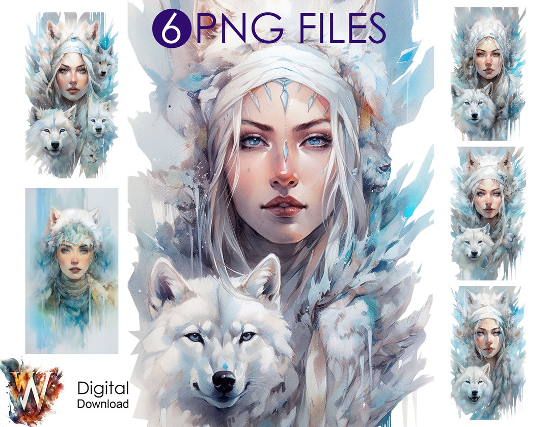 Wolf Art Snow Queen Png Watercolor Wolf Png Fantasy Art - Etsy
