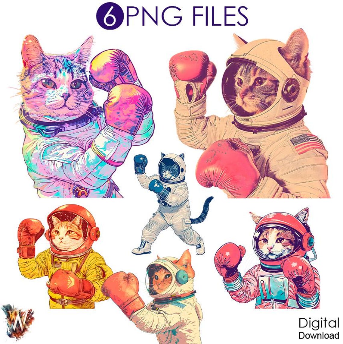 Boxer Cats PNG, Astronaut Clipart, Boxing Cat Clipart, Cat Watercolor ...