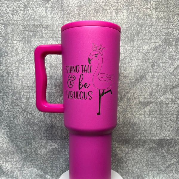Stanley 40oz Tumbler With Handle With Flamingo - Etsy