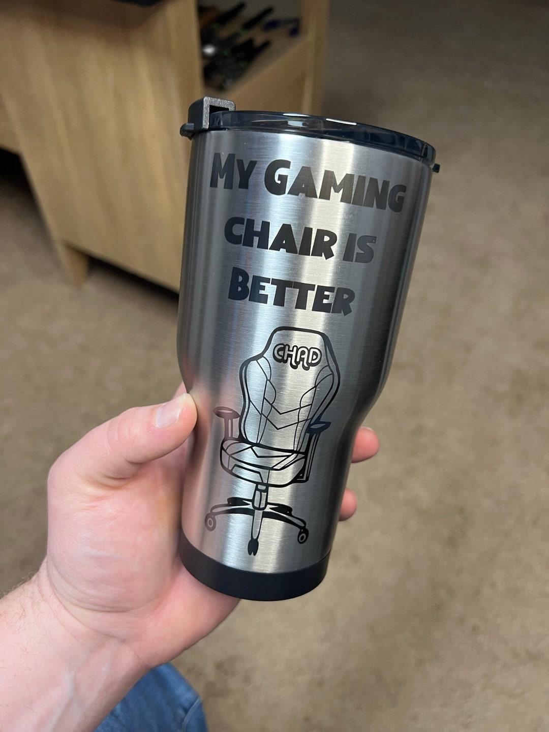 20oz Laser Engraved RTIC Stainless Gaming Chair Tumbler "my Gaming ...