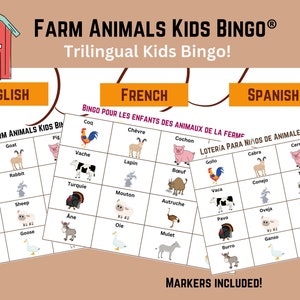 Farm Animal Kids Bingo - Etsy