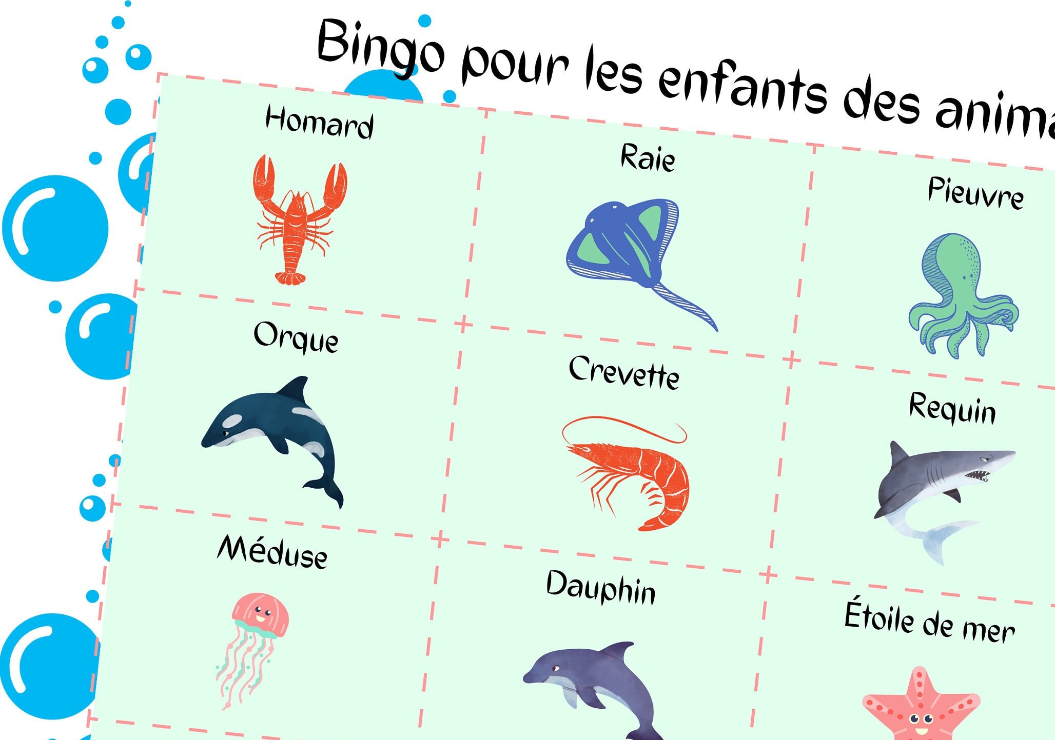Sea Animals Kids Bingo - Etsy