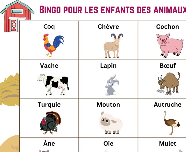 Farm Animal Kids Bingo - Etsy