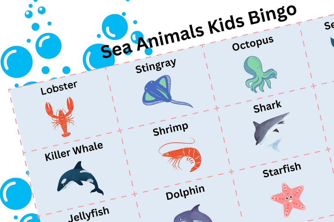 Sea Animals Kids Bingo - Etsy