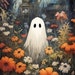 Cute Ghost in Flower Field Halloween Wall Decor Blossom the - Etsy