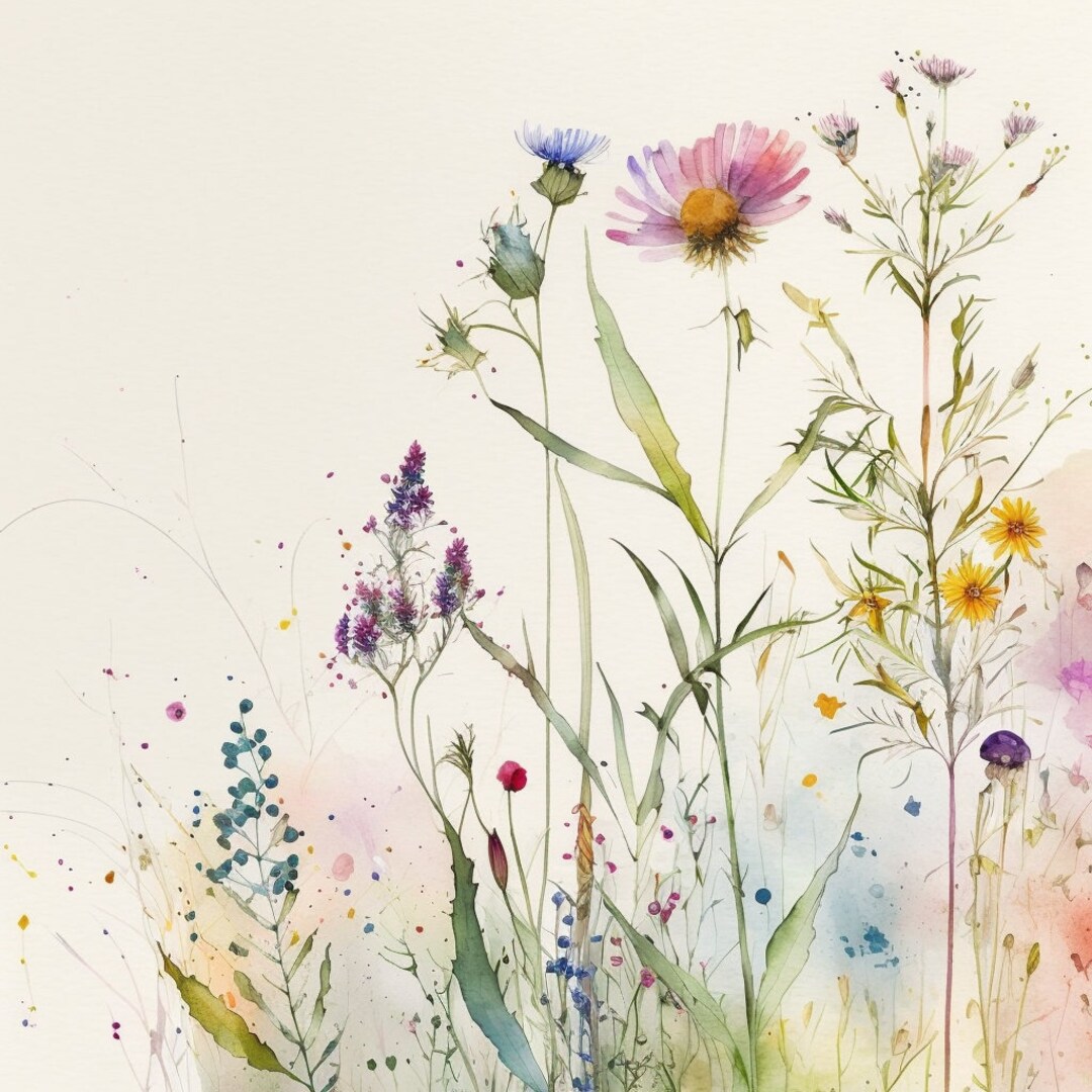 Watercolor Wildflower Bunch Digital Download Print - Etsy