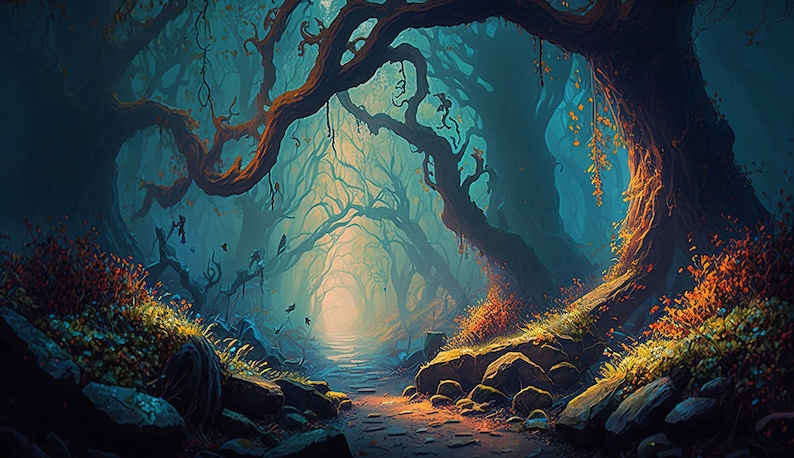 Light at the End of the Forest - Digital Art Printable - Etsy