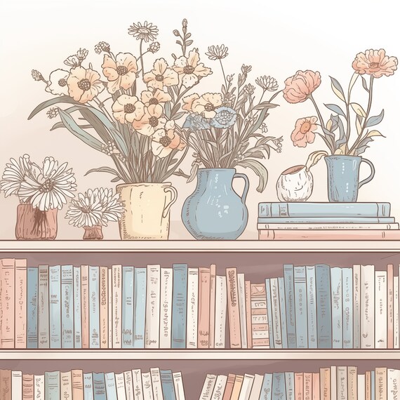 Pastel bookshelf store