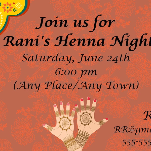 Henna Night Invitation - Etsy
