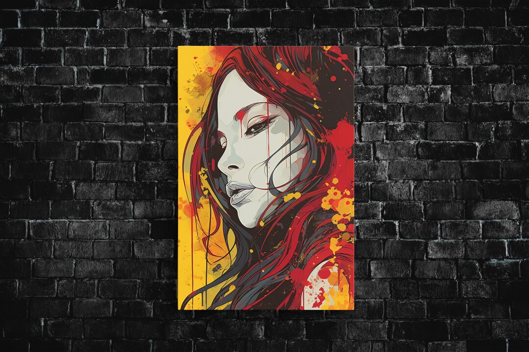 Solar Flare Abstract Watercolor Woman, Vibrant Splash Portrait, Warm ...