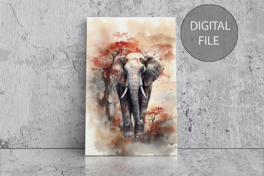 Elephant Canvas Wall Art Print, Colorful Elephant Wall Art Decor ...