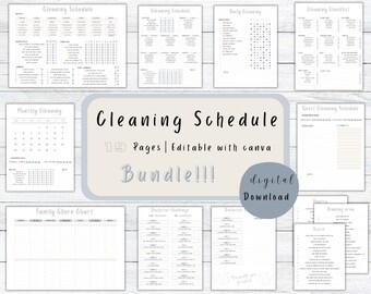 Ultimate Cleaning Schedule Bundle Editable,cleaning Planner Bundle ...