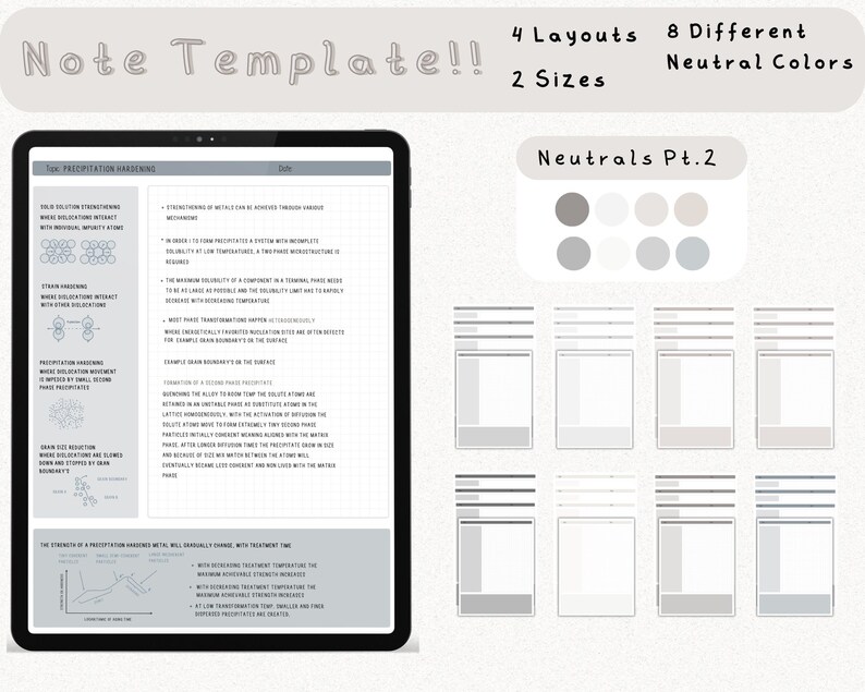 Digital Note Template, Neutral Cornell Notes, Student Note Taking, iPad ...