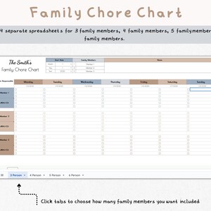Family Chore Chart, Google Sheets & Excel Template (digital Download ...