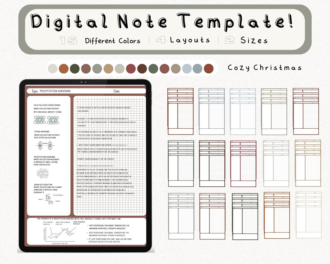 Digital Cornell Note Template Bundle for iPad Note Taking Study Notebook Compatible With ...