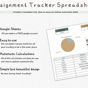 Google Sheets Assignment Tracker, Homework Planner (digital Download ...