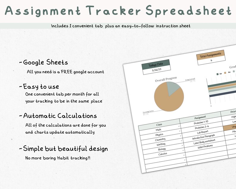 Assignment Tracker Spreadsheet, Google Sheets Assignment Tracker ...