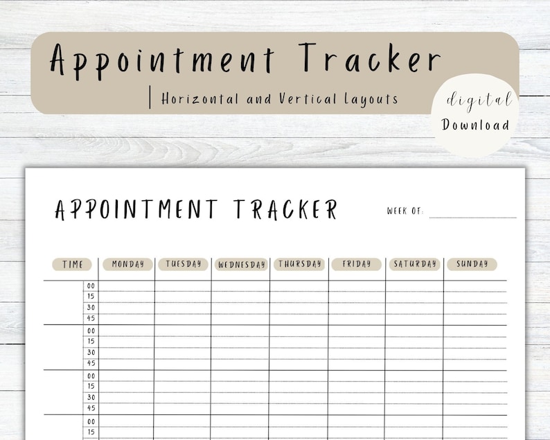15-minute Interval Appointment Tracker Printable (digital Download) - Etsy