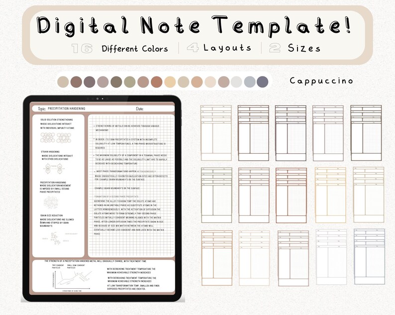 Digital Note Template, Cornell Notes, Student Note Taking, iPad ...