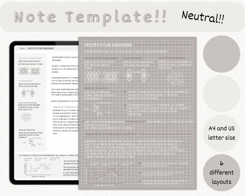 Digital Note Template Neutral Cornell Notes Student Note - Etsy