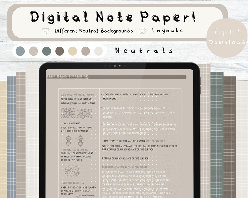 Digital Note Template, Neutral Cornell Notes, Student Note Taking, iPad ...