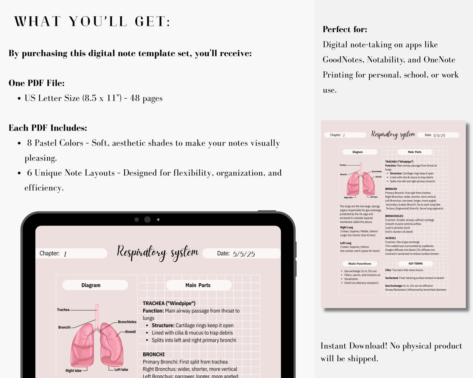 Digital Cornell Note Template Bundle for iPad Note Taking Study ...