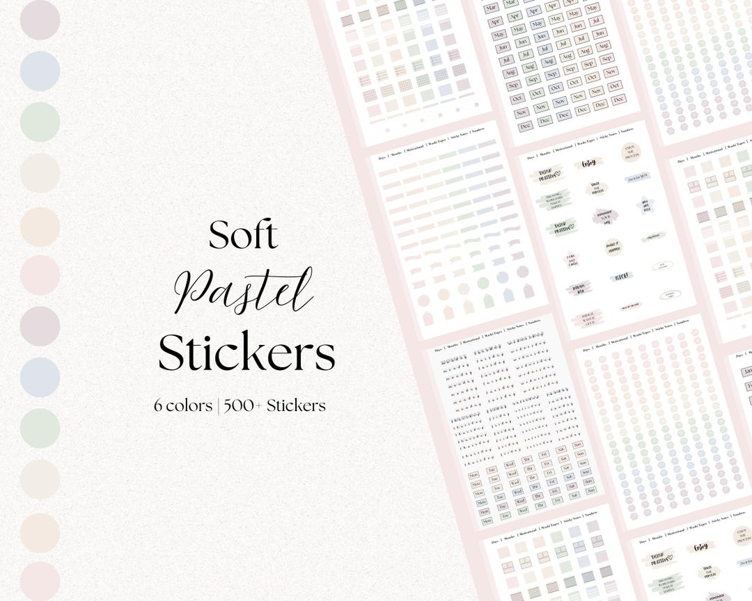 Pastel Digital Planner Stickers: Goodnotes, Notability (PNG Bundle) - Etsy