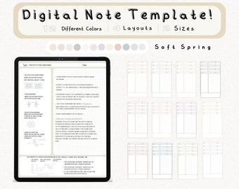 Digital Note Template, Pastel Cornell Notes, Student Note Taking, iPad ...