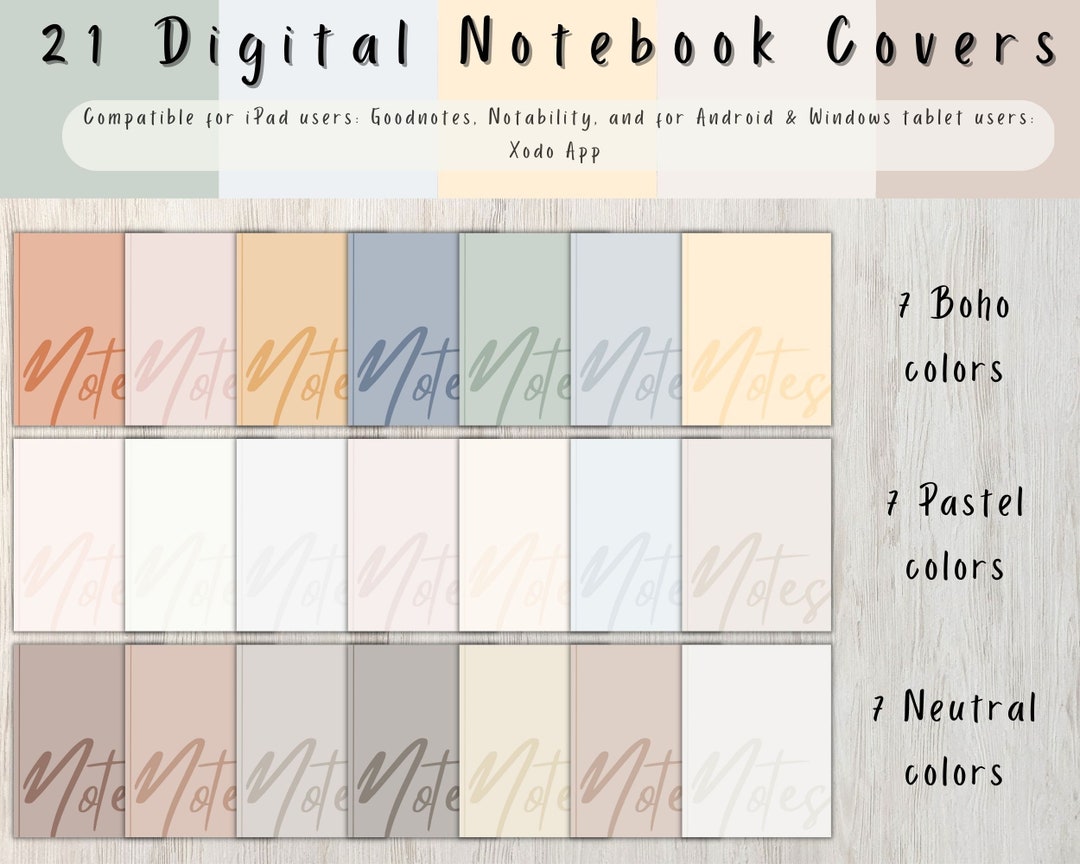21 Digital Notebook Cover for Goodnotes and Notability, Minimalistic ...