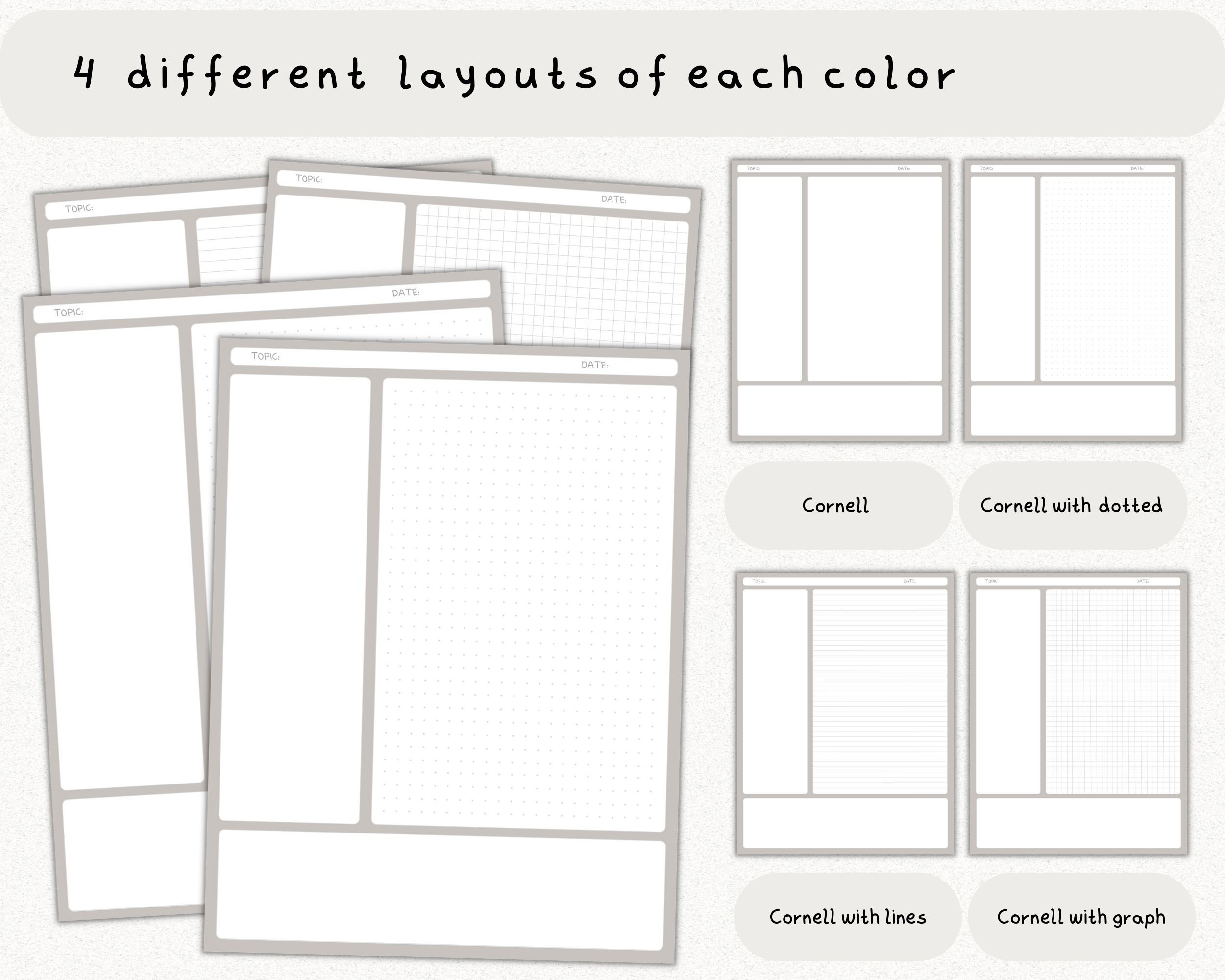 IPad Cornell Notes Template: Boho Colors, A4 & US Letter (digital ...