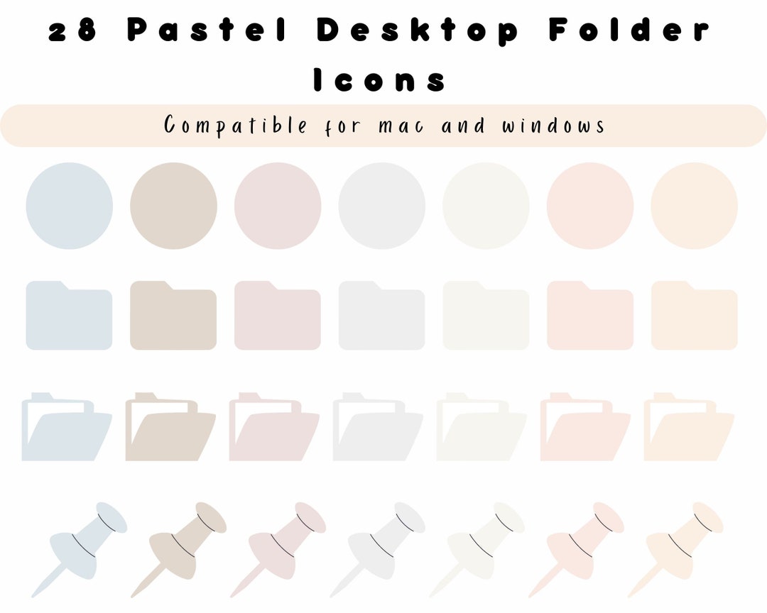 28 Desktop Folder Icons, Pastel Icons, Neutral Icons for Macbook, Imac ...