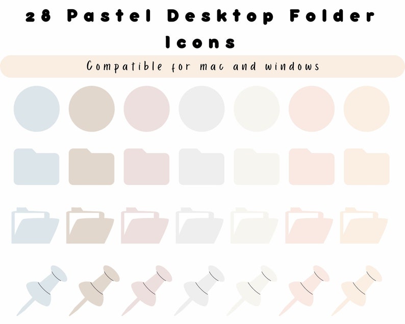 28 Desktop Folder Icons, Pastel Icons, Neutral Icons for Macbook, Imac ...