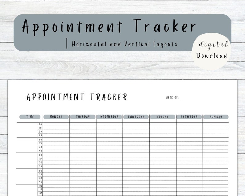 Appointment Tracker Printable, 15 Minute Interval,reminder, Meeting ...
