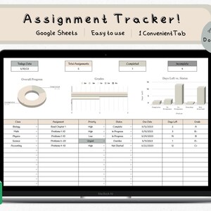 School Spreadsheet, Assignment Tracker for Google Sheets, Assignment ...