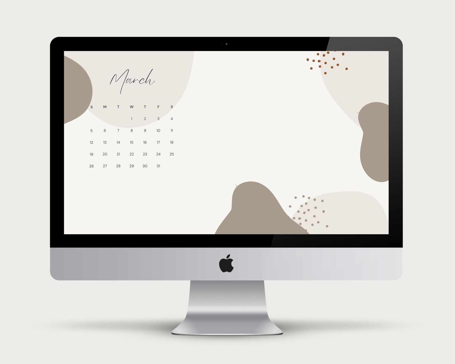 Desktop Wallpaper Organizer With Monthly Calendar, Earth Tones ...