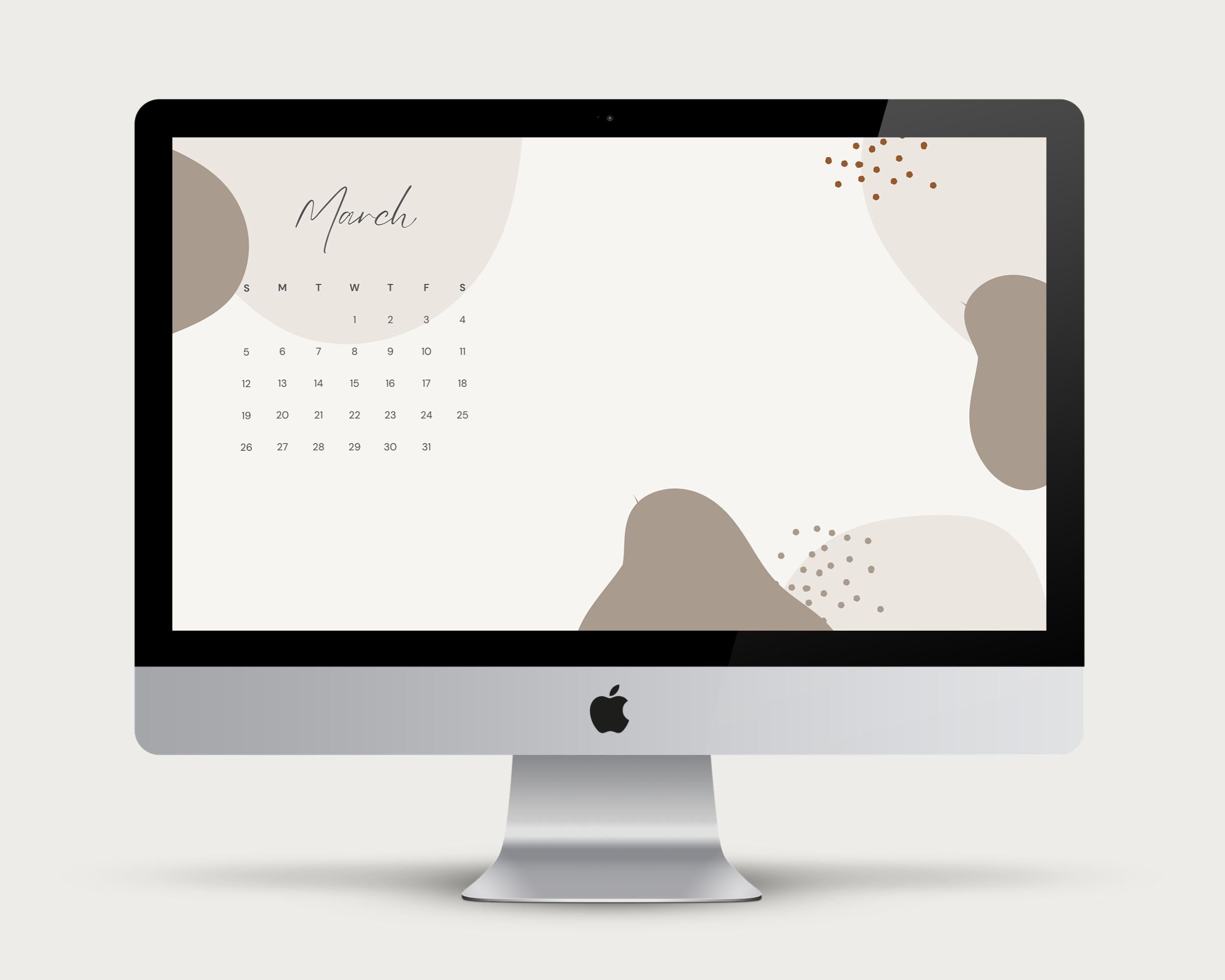 Desktop Wallpaper Organizer With Monthly Calendar, Earth Tones ...