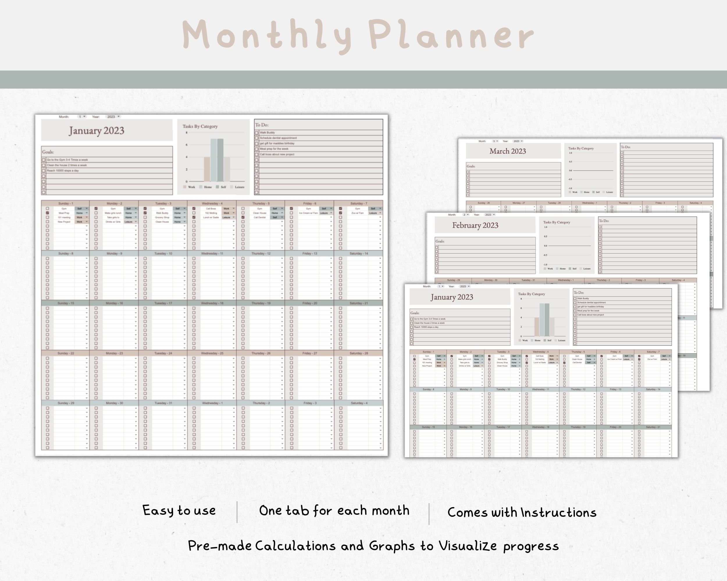 Spreadsheet Planner, Google Sheets Digital Planner, Annual Planner ...