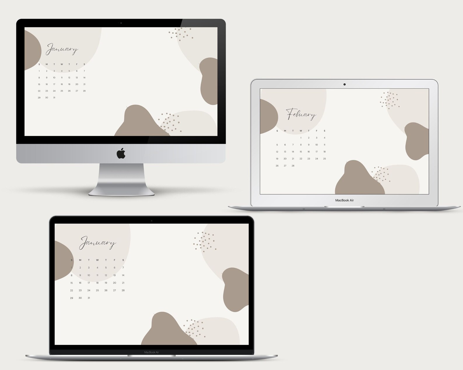 Desktop Wallpaper Organizer With Monthly Calendar, Earth Tones ...