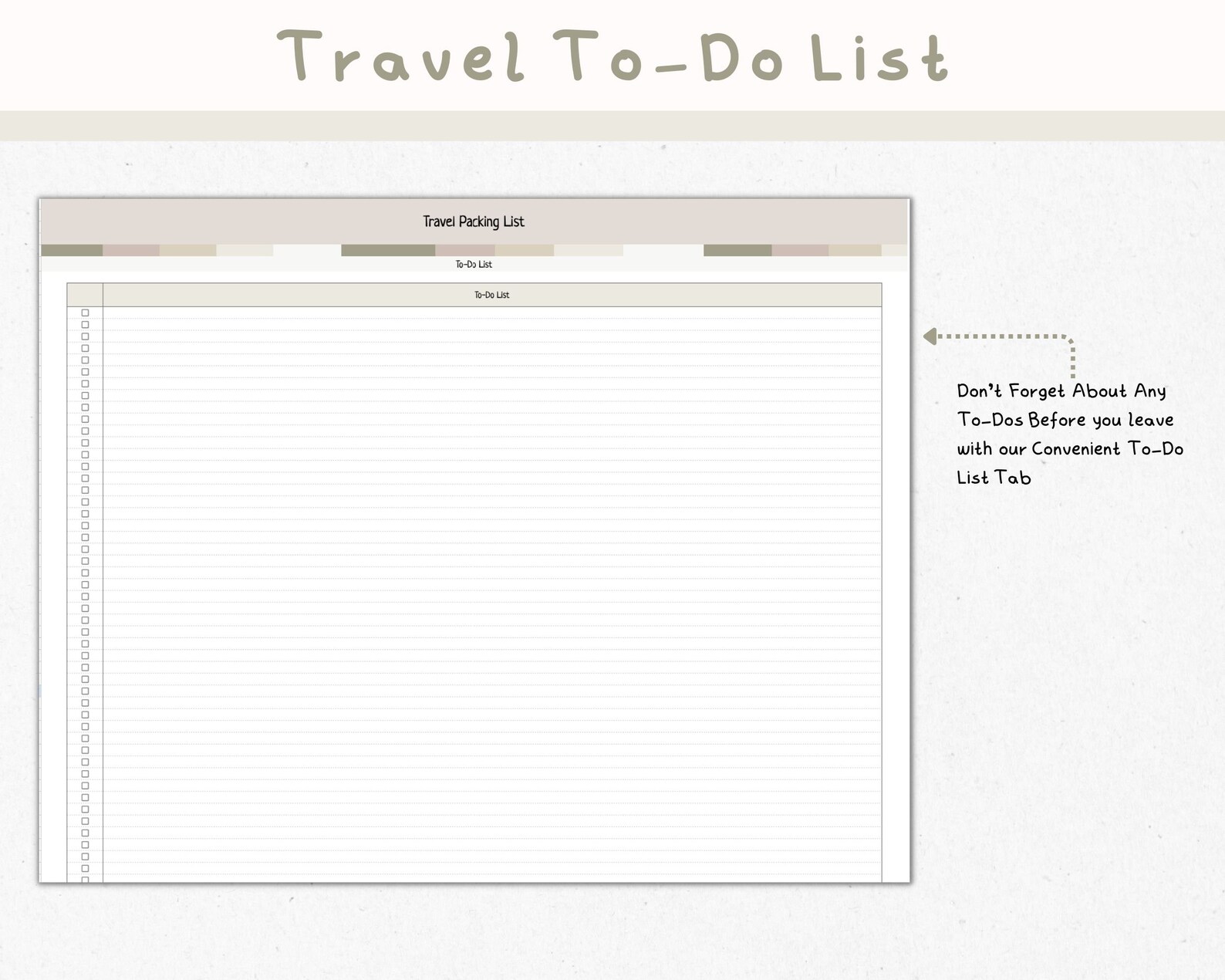EDITABLE Travel Packing List Template in Google Sheets /excel ...