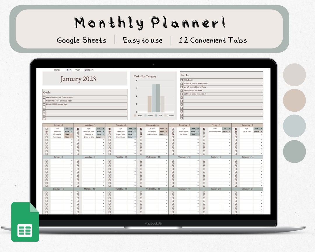 Spreadsheet Planner, Google Sheets Digital Planner, Annual Planner ...