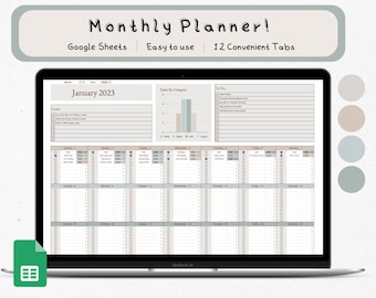 Daily Weekly Monthly Spreadsheet Planner, Google Sheets Digital Planner ...