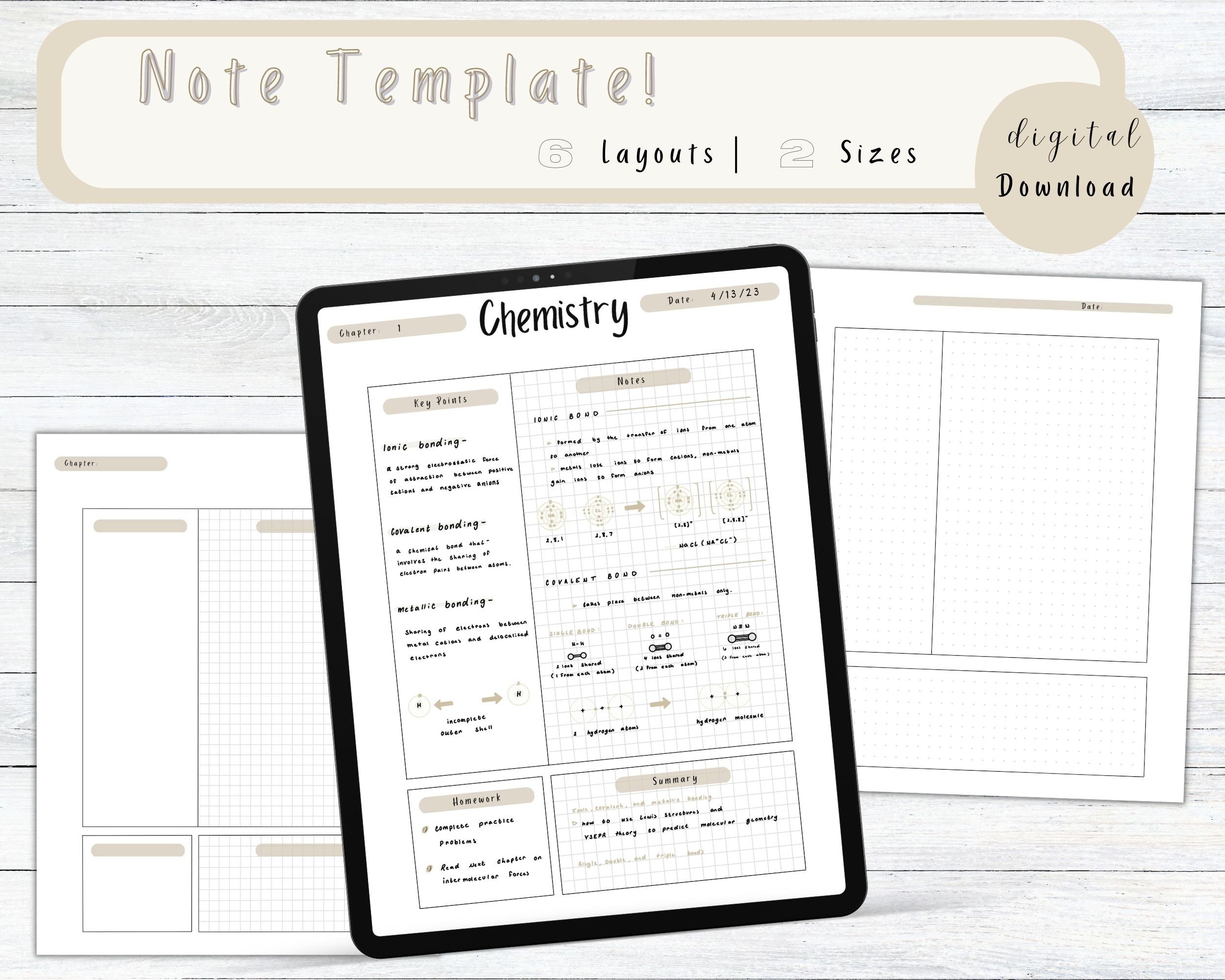 Digital Note Template Pastel Cornell Notes Student Note - Etsy