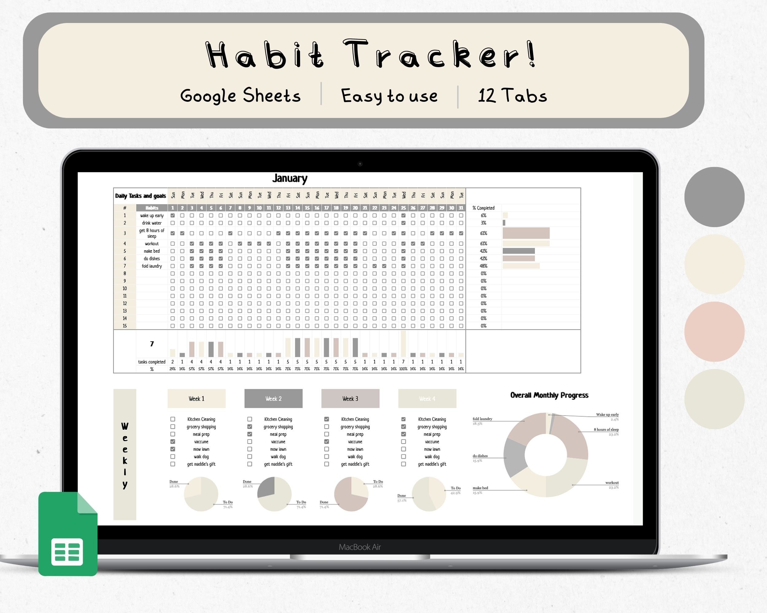 Habit Tracker Spreadsheet, Google Sheets Habit Tracker, Habit Trackers ... Habit Tracker Spreadsheet, Google Sheets Habit Tracker, Habit Trackers ...