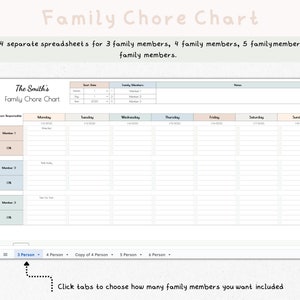 Family Chore Chart Google Sheets Template, Weekly Family Chore ...