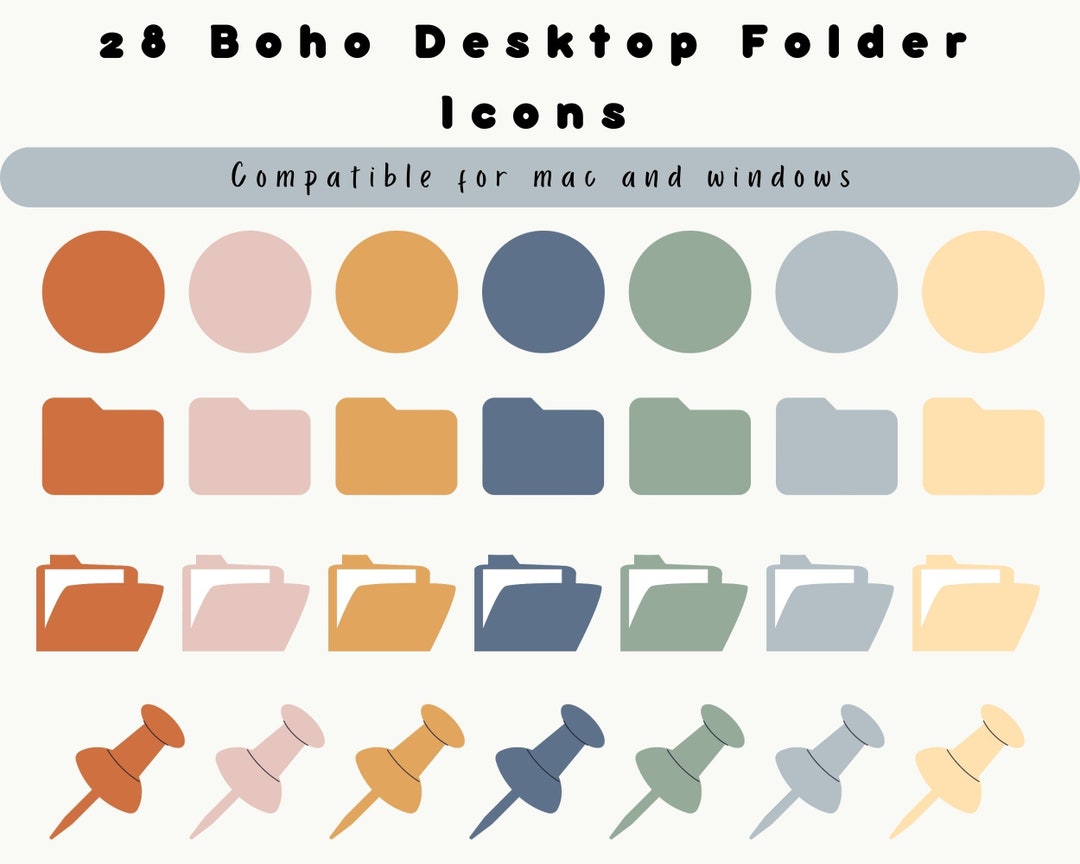 28 Desktop Folder Icons, Boho Icons, Neutral Icons, for Macbook, Imac ...