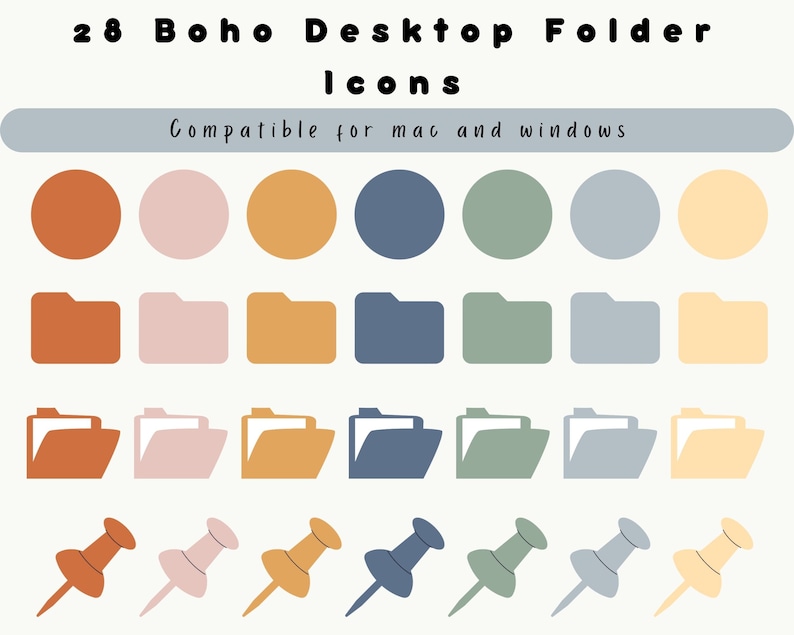 28 Desktop Folder Icons, Boho Icons, Neutral Icons, for Macbook, Imac ...
