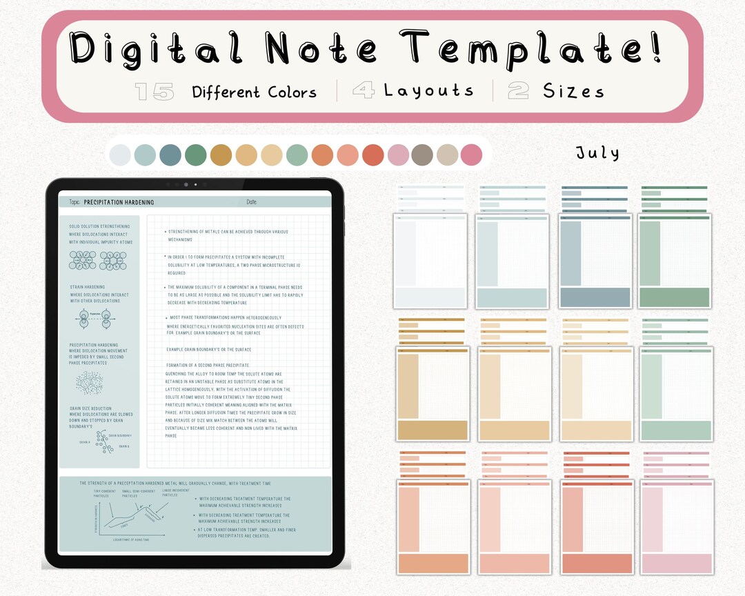 Digital Cornell Note Template Bundle for iPad Note Taking Study ...