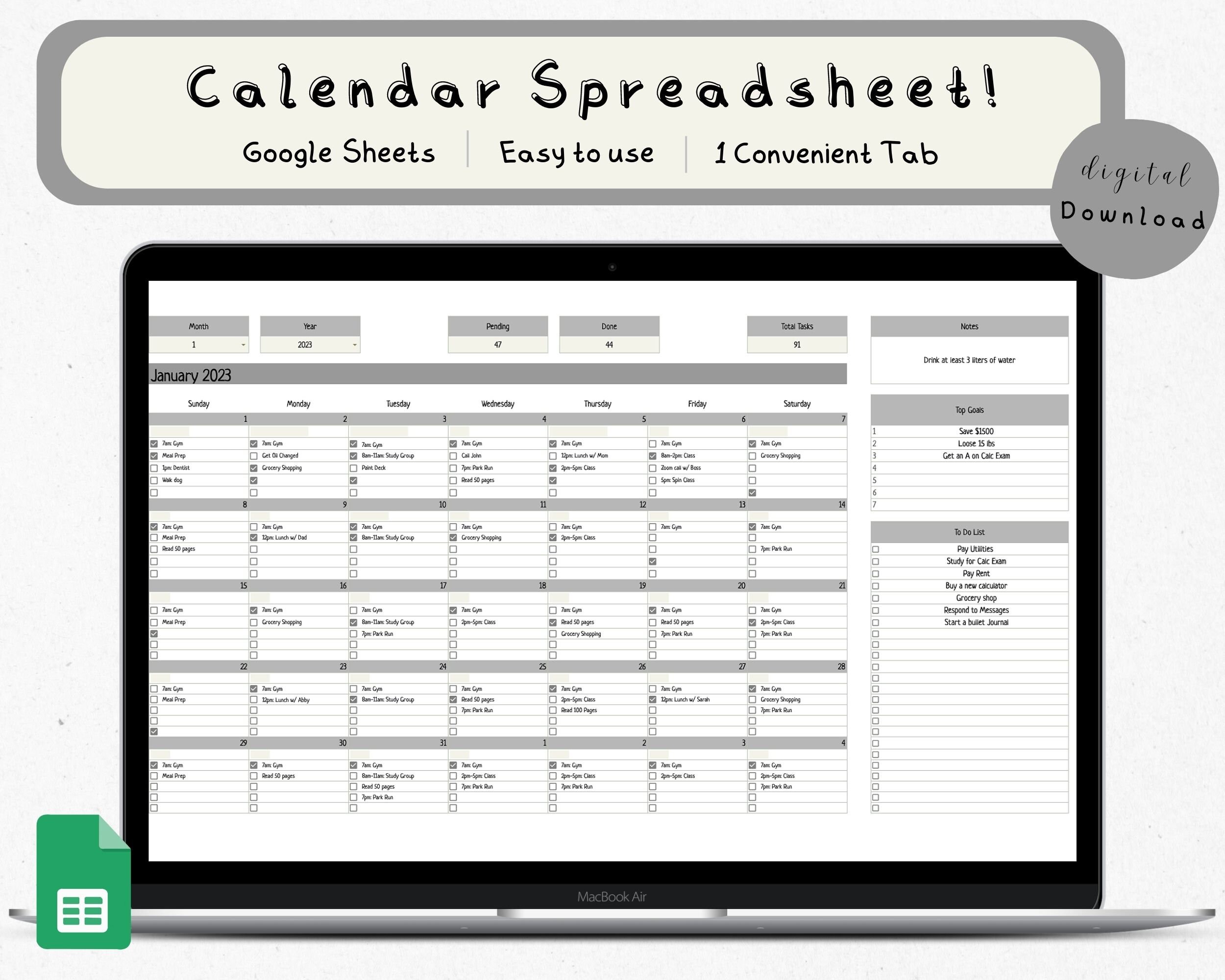 2025 Google Sheets Monthly Calendar Template Weston Fliyinn