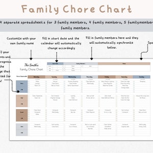 Family Chore Chart, Google Sheets & Excel Template (digital Download ...