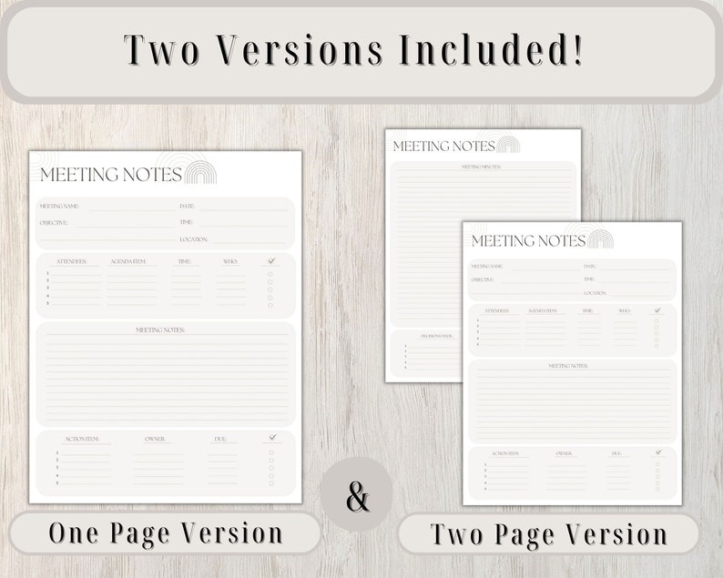 Meeting Notes Template Printable, Meeting Minutes, Meeting Agenda ...